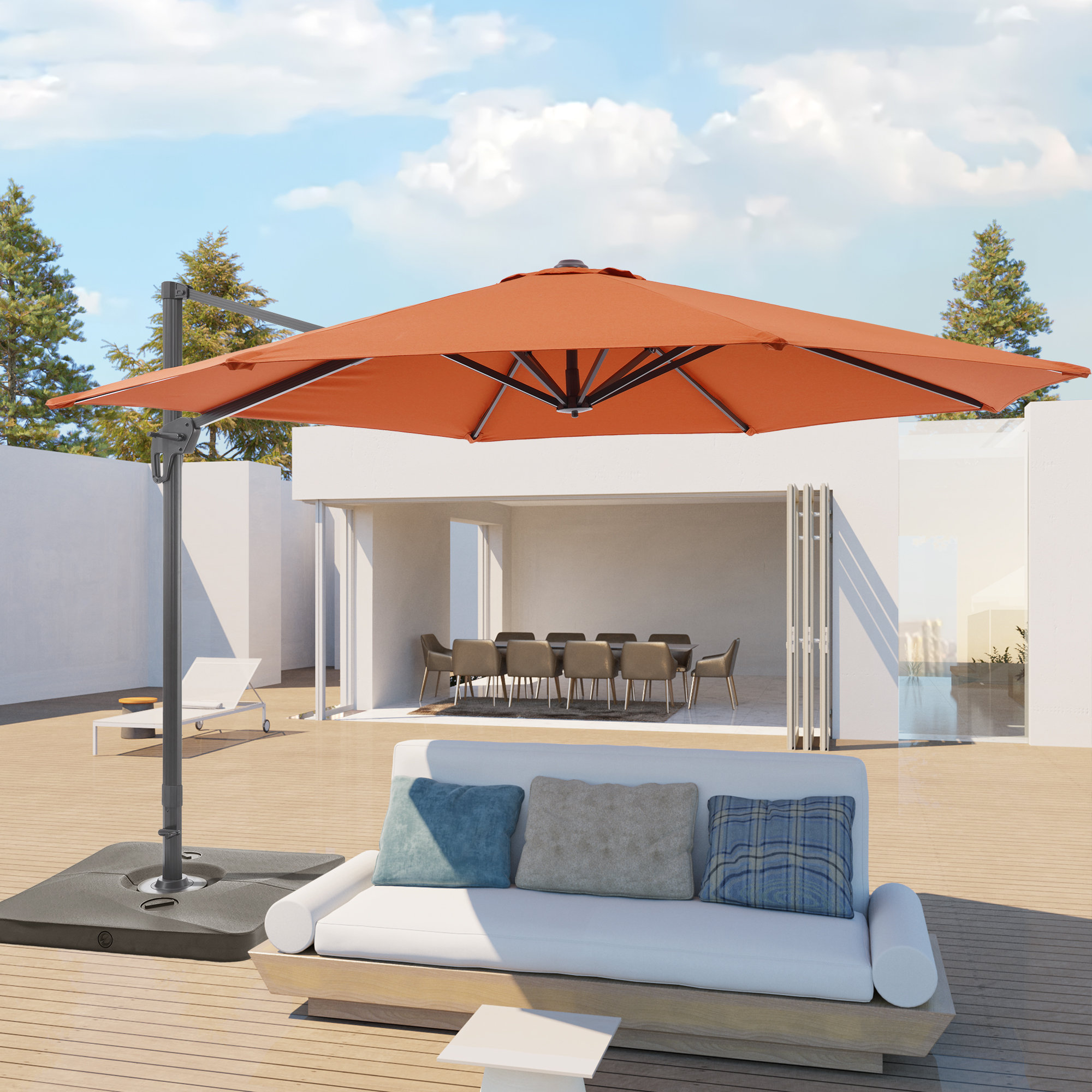 Arlmont & Co. 11' Cantilever Umbrellas Patio Offset Umbrella with ...
