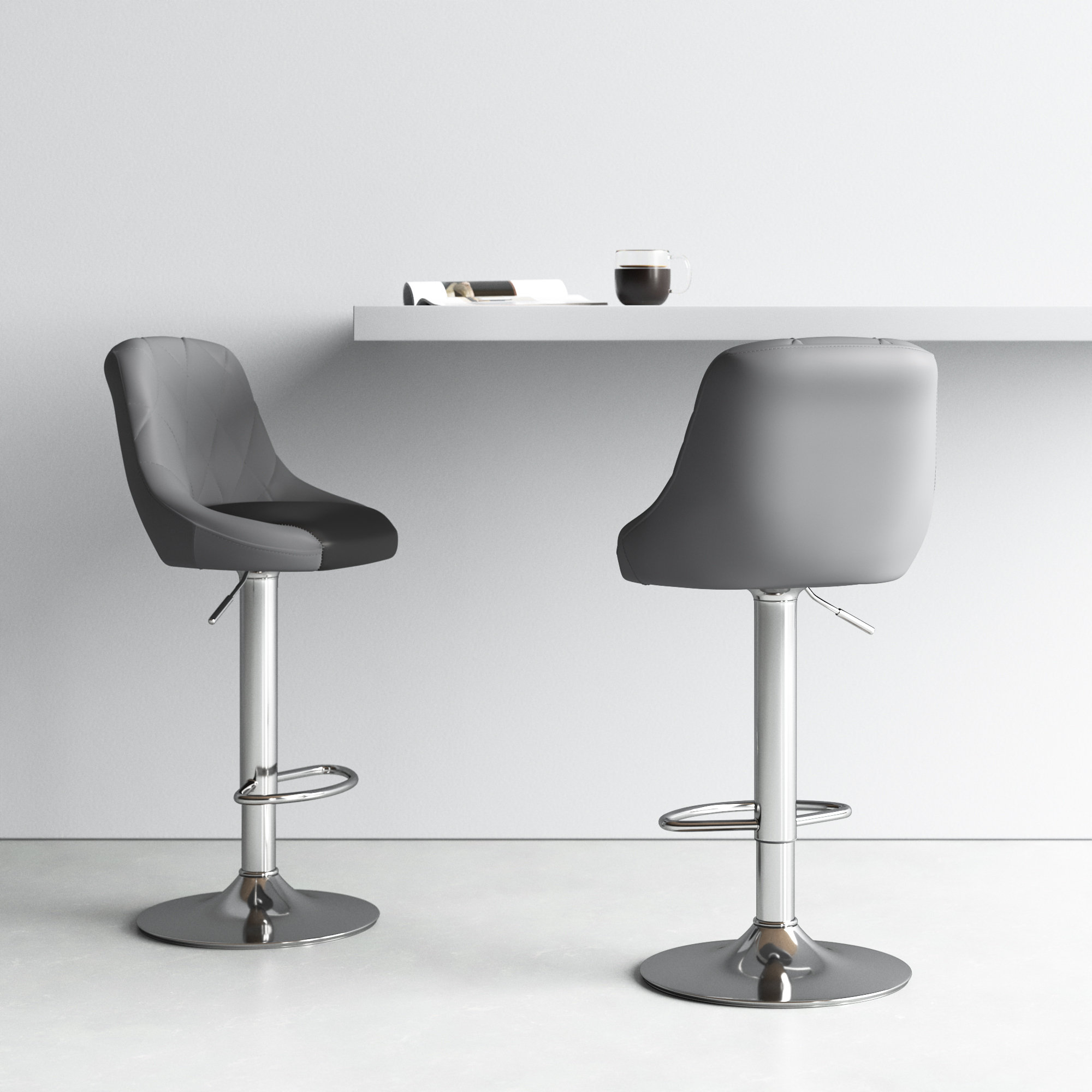 Orren Ellis Counter Height Bar Stools Height Adjustable Swivel Bartools ...