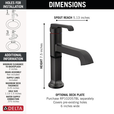 Delta Tetra Single Hole Bathroom Faucet, Single Handle Bathroom Sink ...