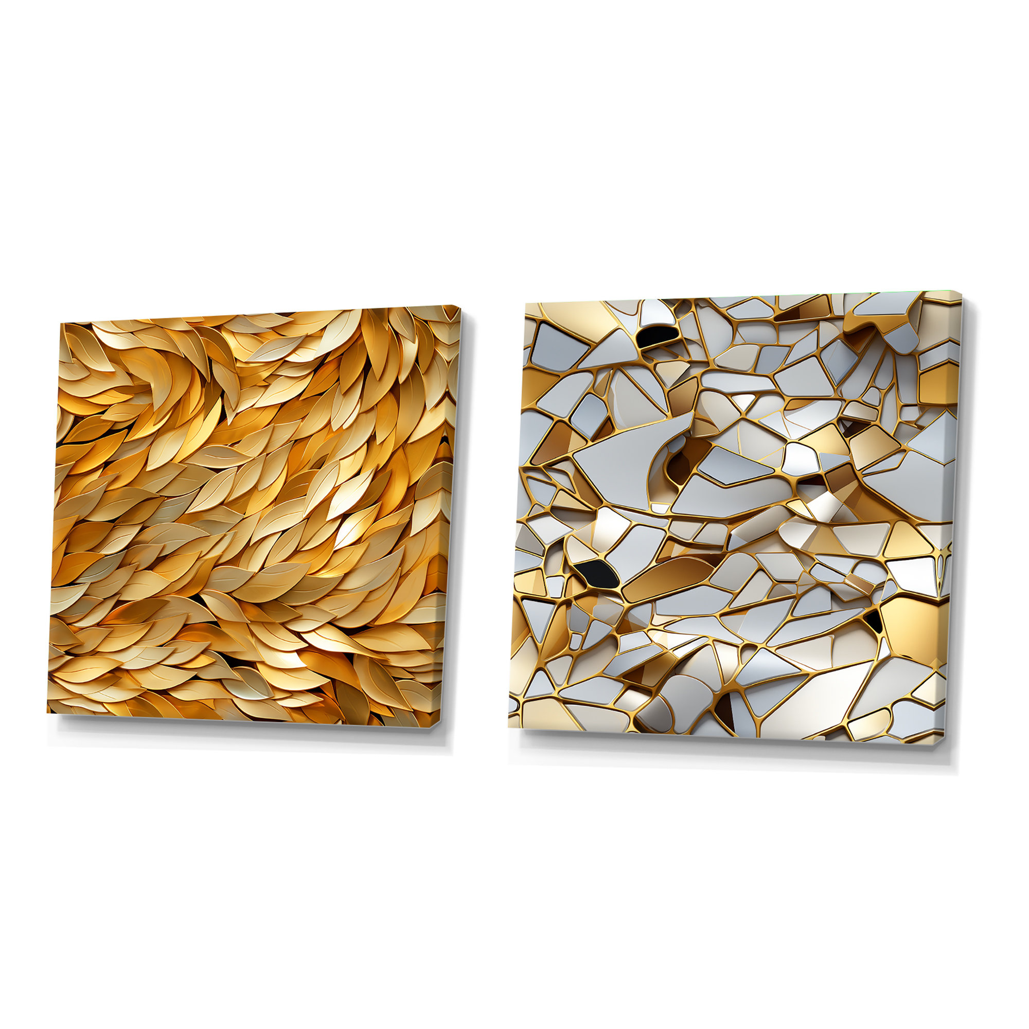 Design Art Gold Fish Scales - Abstract Collages Square Collage Set Of 2 ...