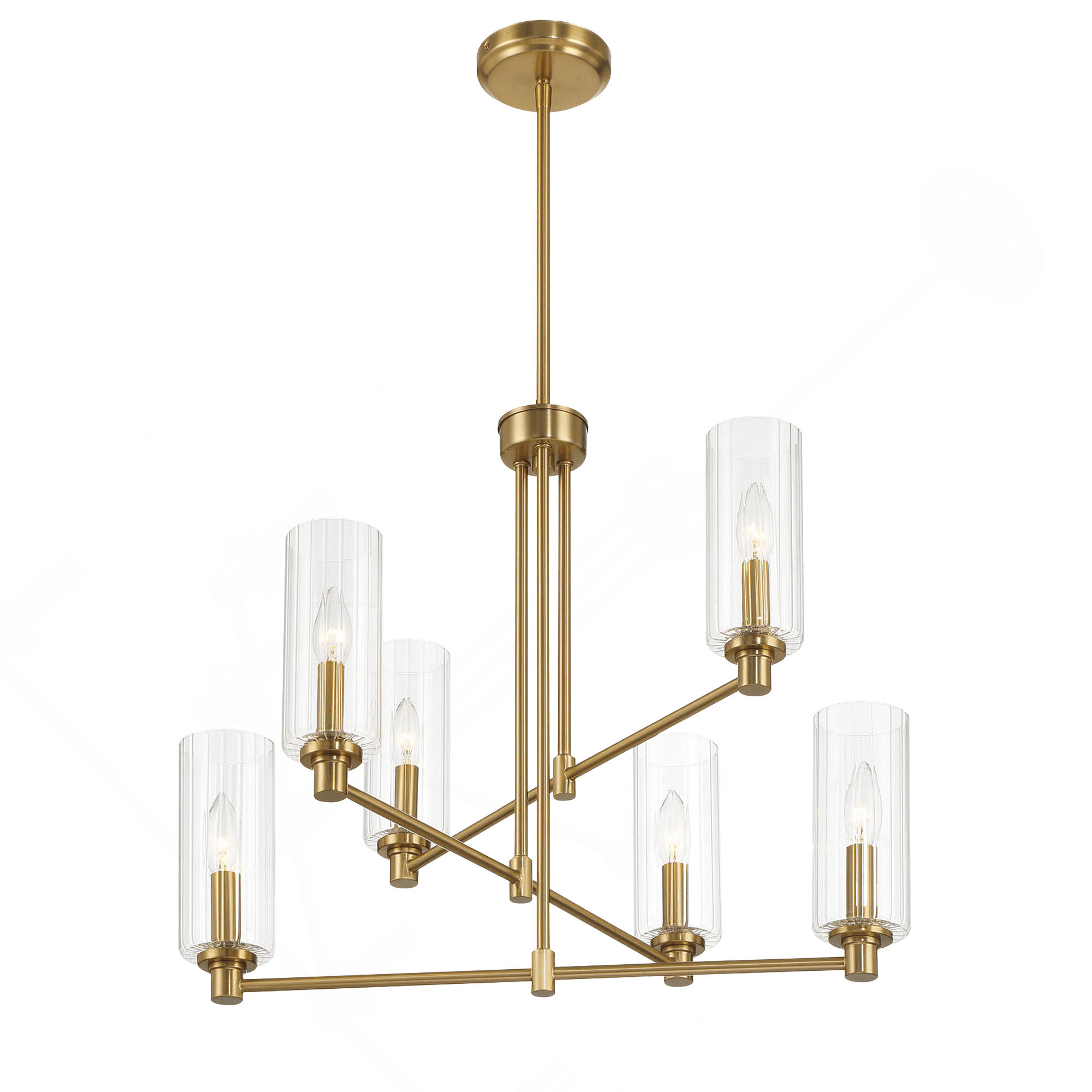 Red Barrel Studio® Timeless Six Lights Chandelier With Clear Ribbed ...