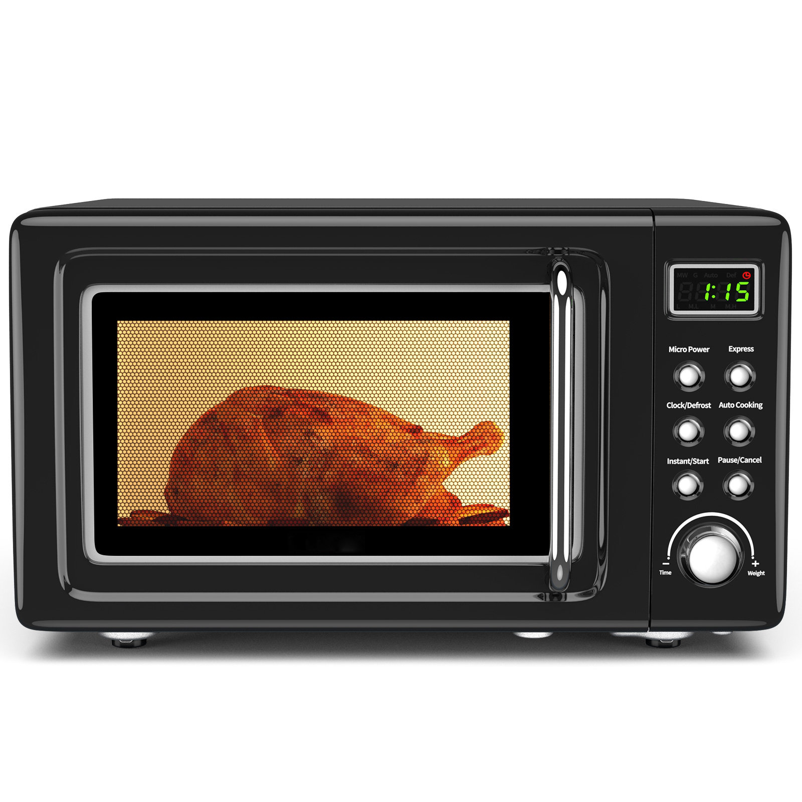 FRESCOLY 700W Retro Countertop Microwave Oven With 5 Micro Power And ...