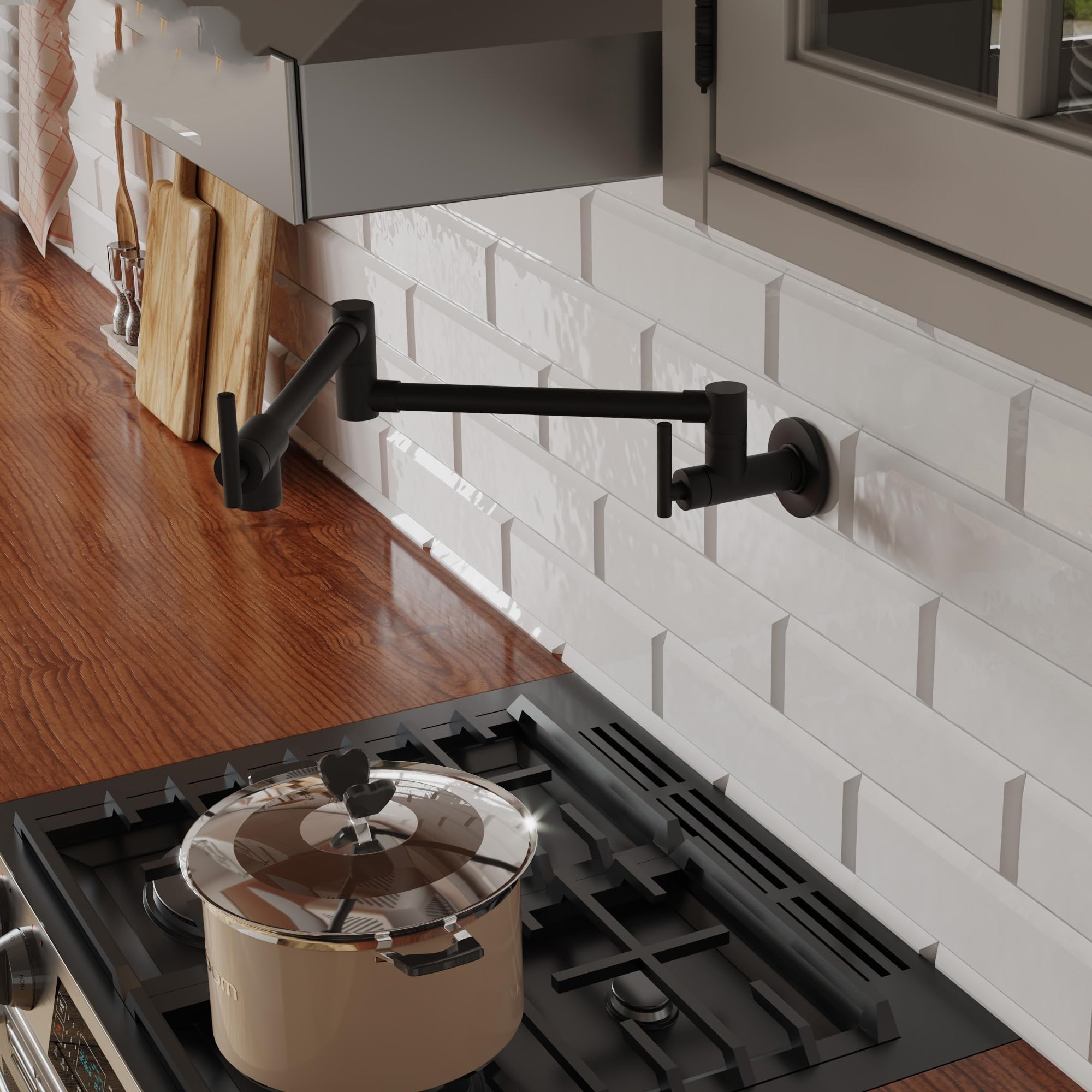 HANGZHOUQIHUI Pot Filler Faucet Wall Mount Folding Over Stove Double ...