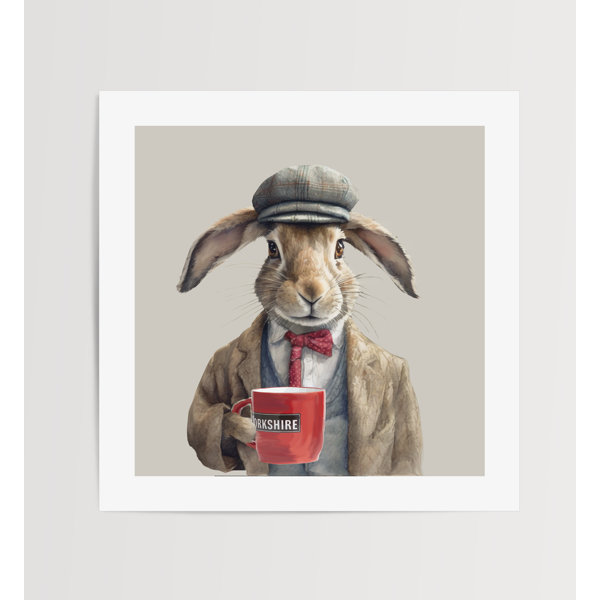 Happy Larry Watercolour Yorkshire Hare Country Wall Art Print Unframed ...