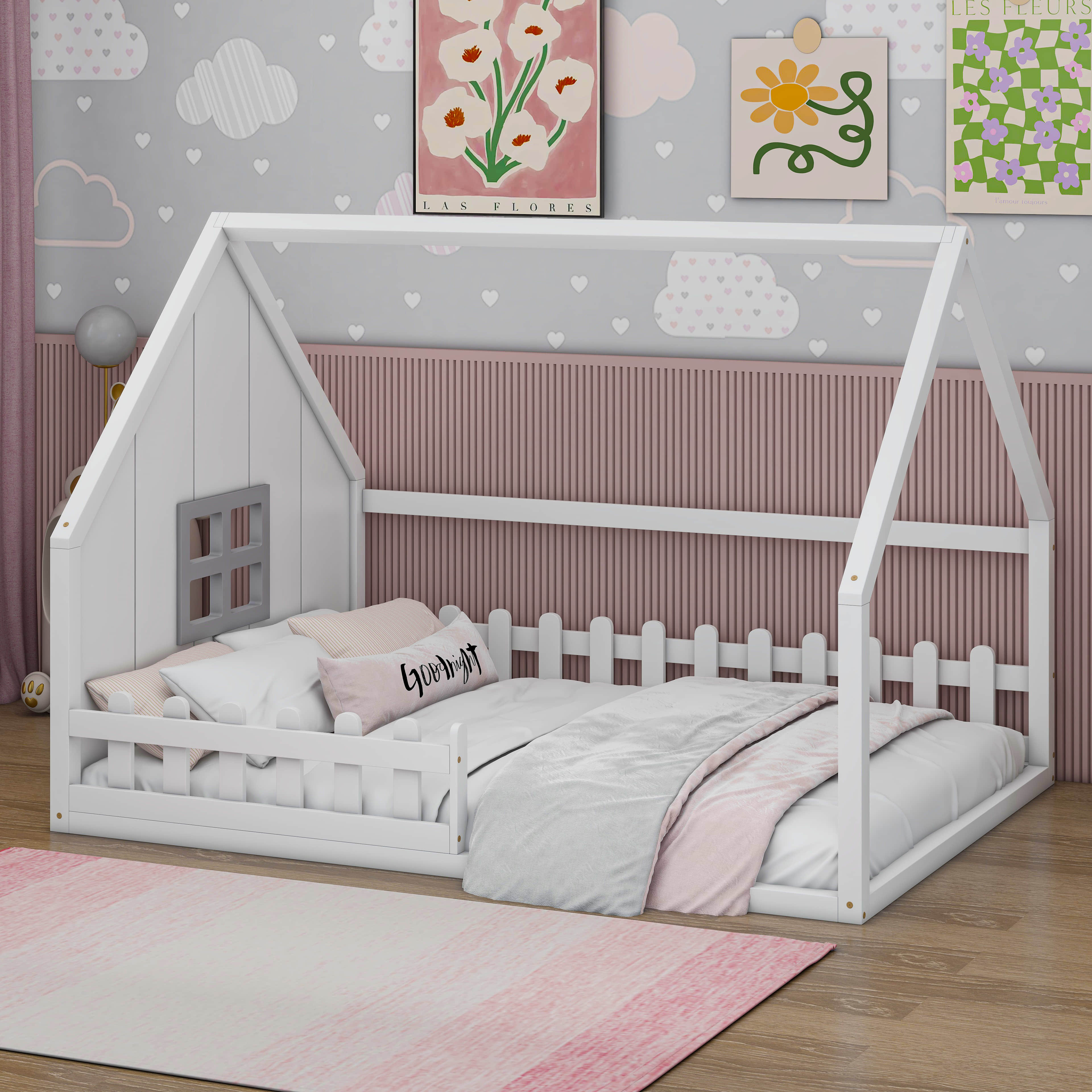Harper Orchard Lenard Kids Full Size Wood House Bed | Wayfair