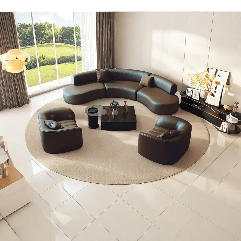 Walkoly Curved semi-circle brown corner sofa | Wayfair
