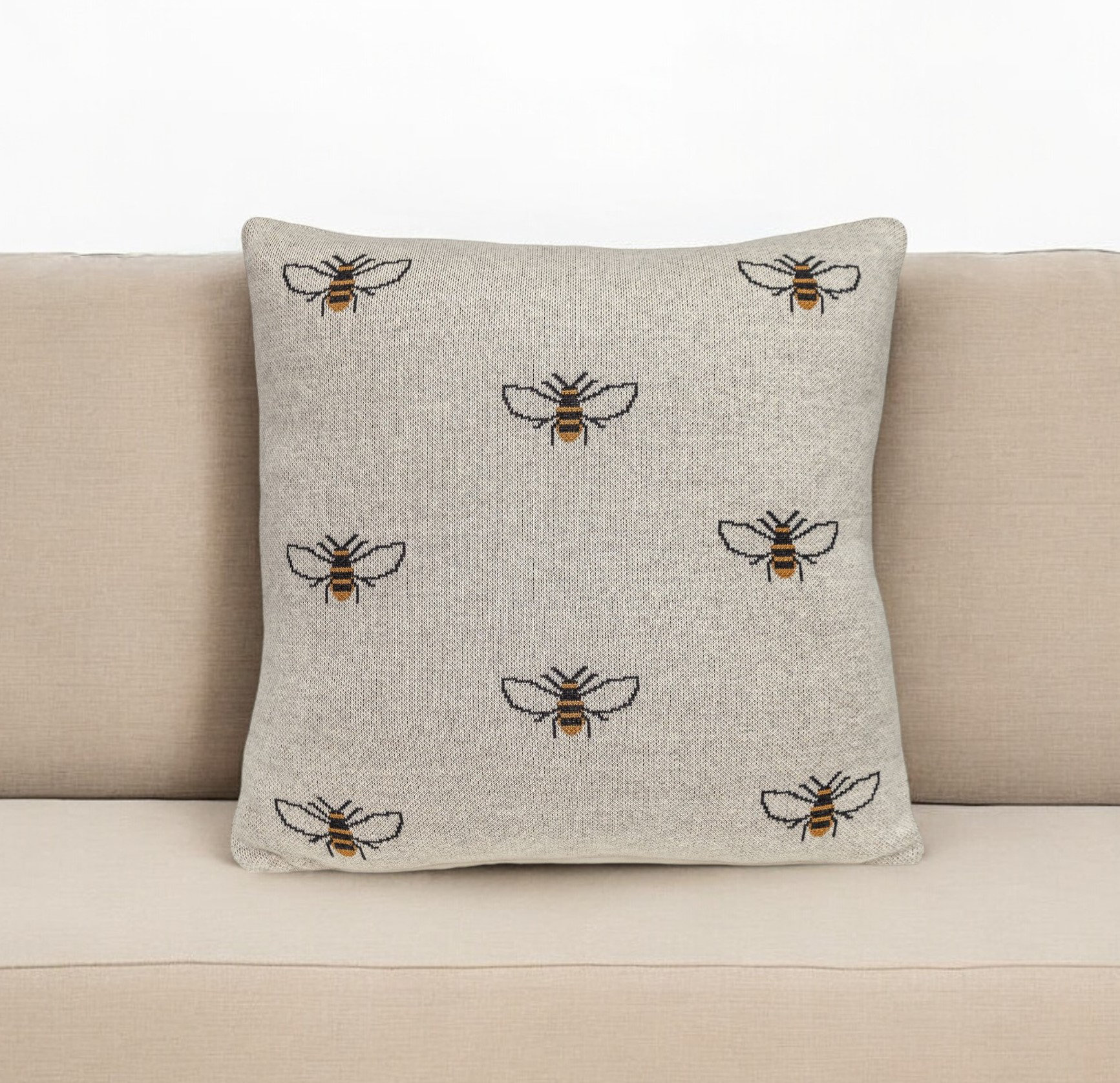 HomeRoots 20" Beige Bumblebee Cotton Throw Pillow | Wayfair