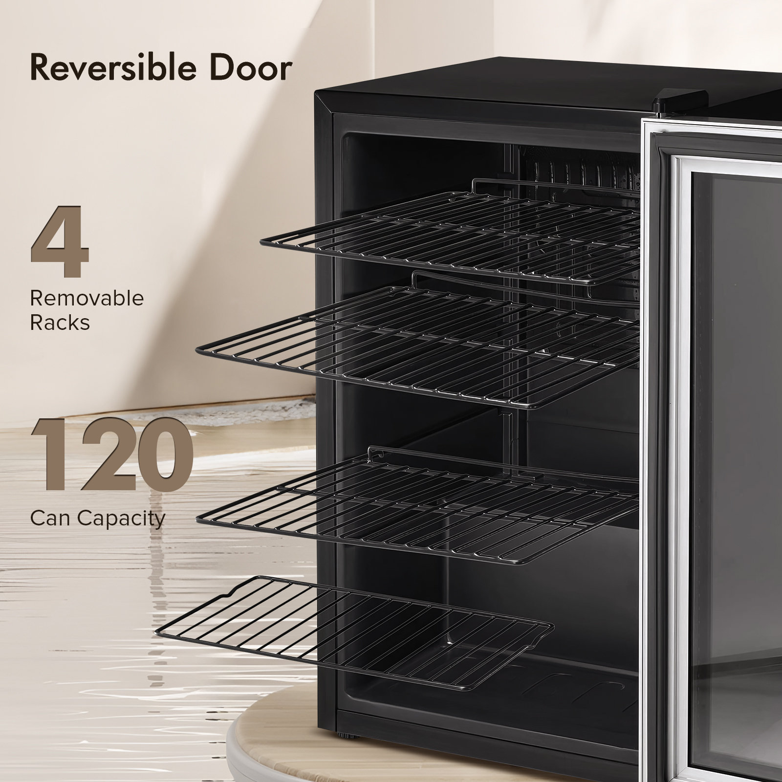 COWSAR 4.4 Cu.ft Beverage Refrigerator Cooler, 37 Bottles Mini Fridge ...