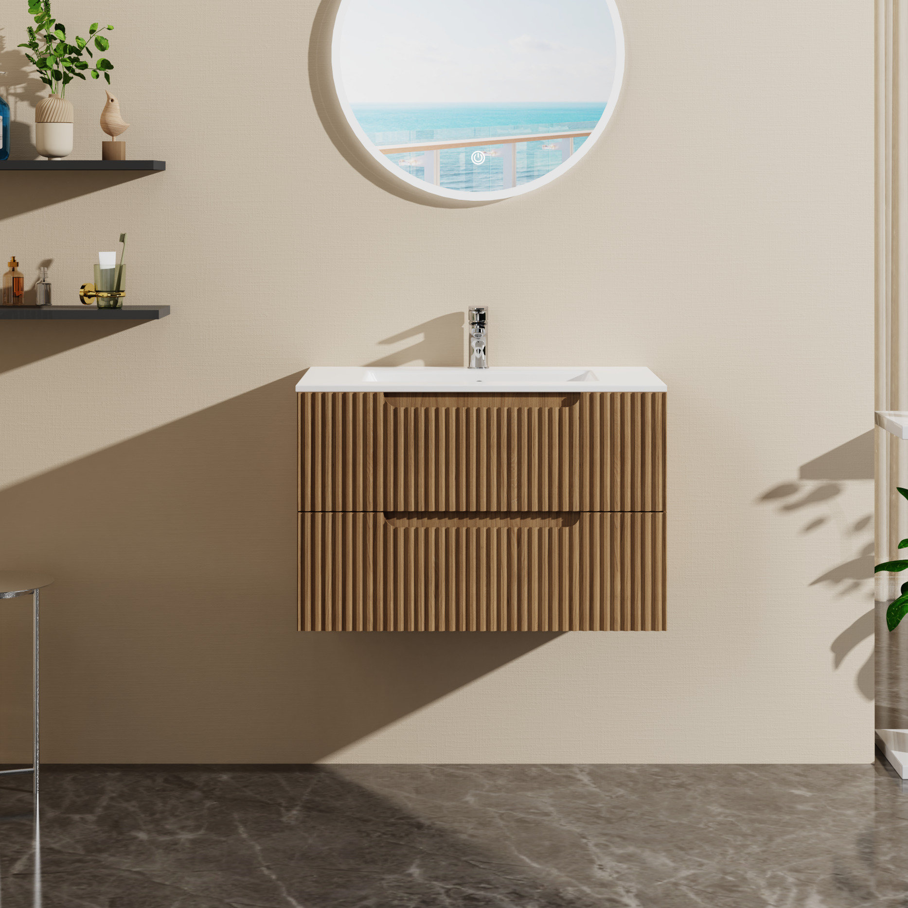 Ebern Designs Wall Mounted 30 - Inch Floating Bathroom Vanity, Soft ...