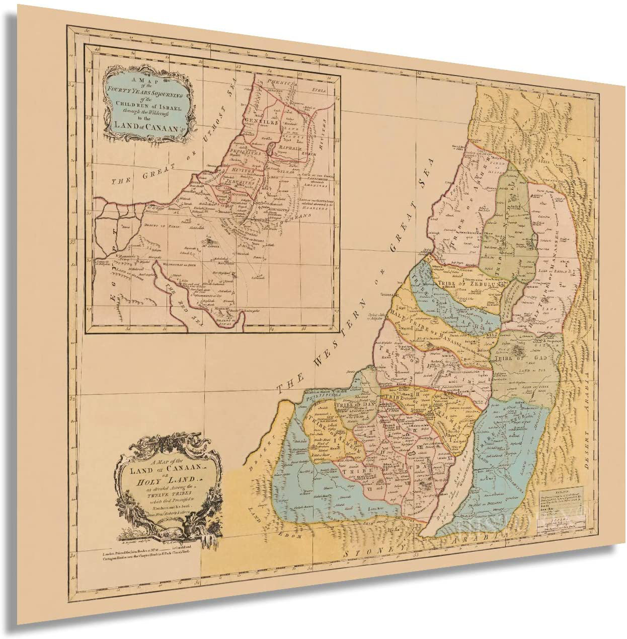 Williston Forge 1760 Land of Canaan or Holy Land Map Poster Wall Art on ...
