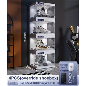 HOVEYY Smart LED Display Case, Auto Clear Shoe Storage Boxes With LED ...