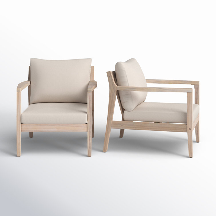 Joss & Main Amina Outdoor Solid Wood Acacia Chair with Cushions ...