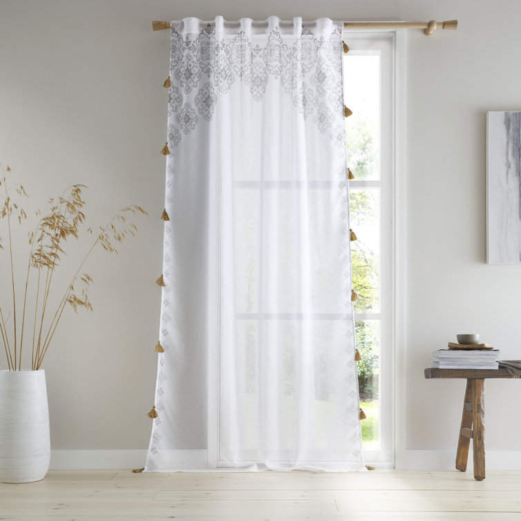 Maturi Arianna Tassel Tab Top Voile Curtain Panel | Wayfair.co.uk