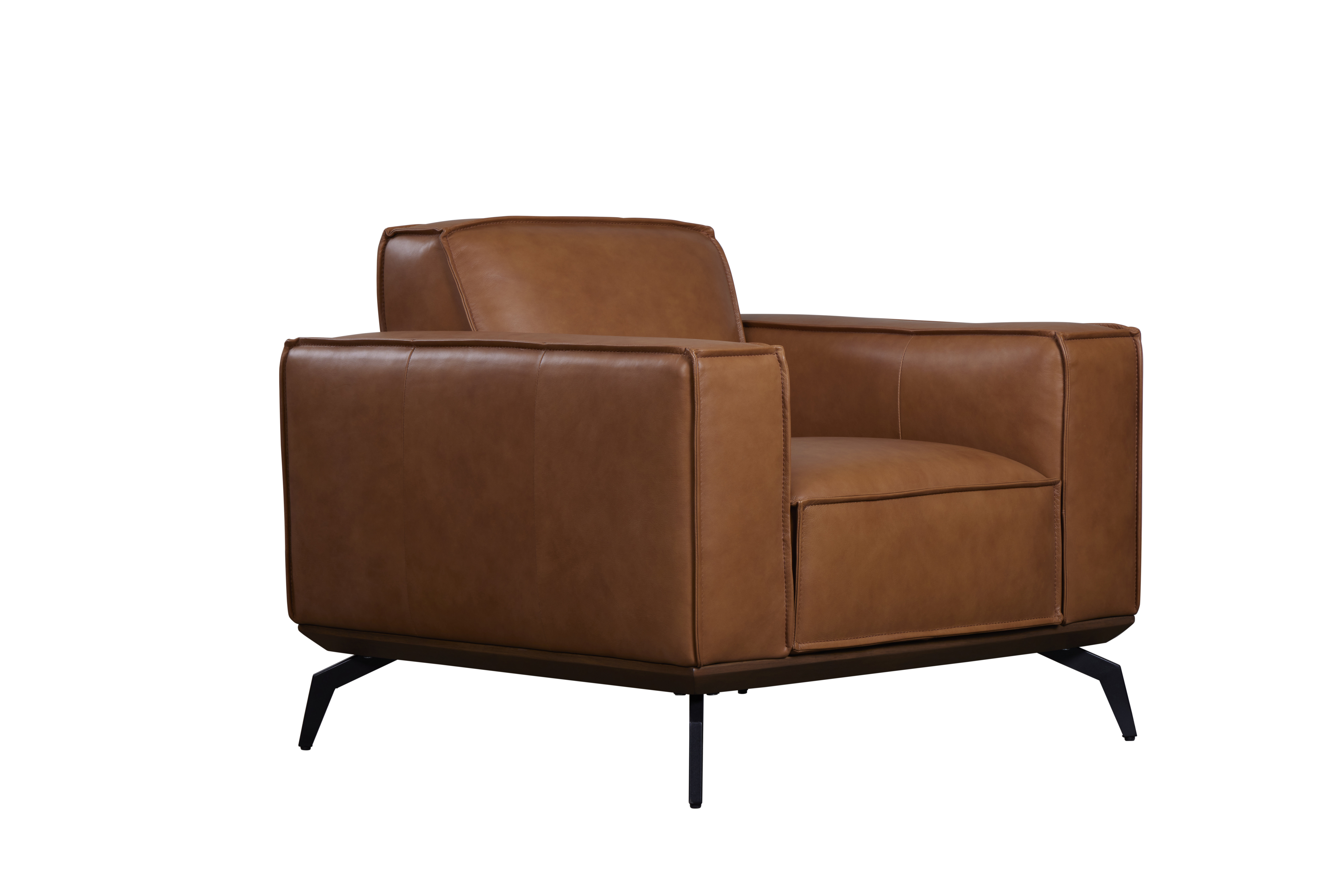 Orren Ellis Kigar 39.5'' Wide Genuine Leather Top Grain Leather ...