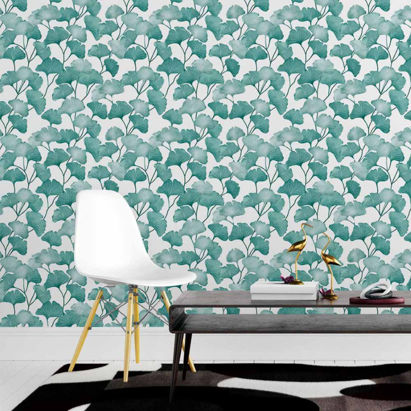 Mercer41 Abstract Leaves 96" L X 24" W Peel And Stick Wallpaper N015071 ...