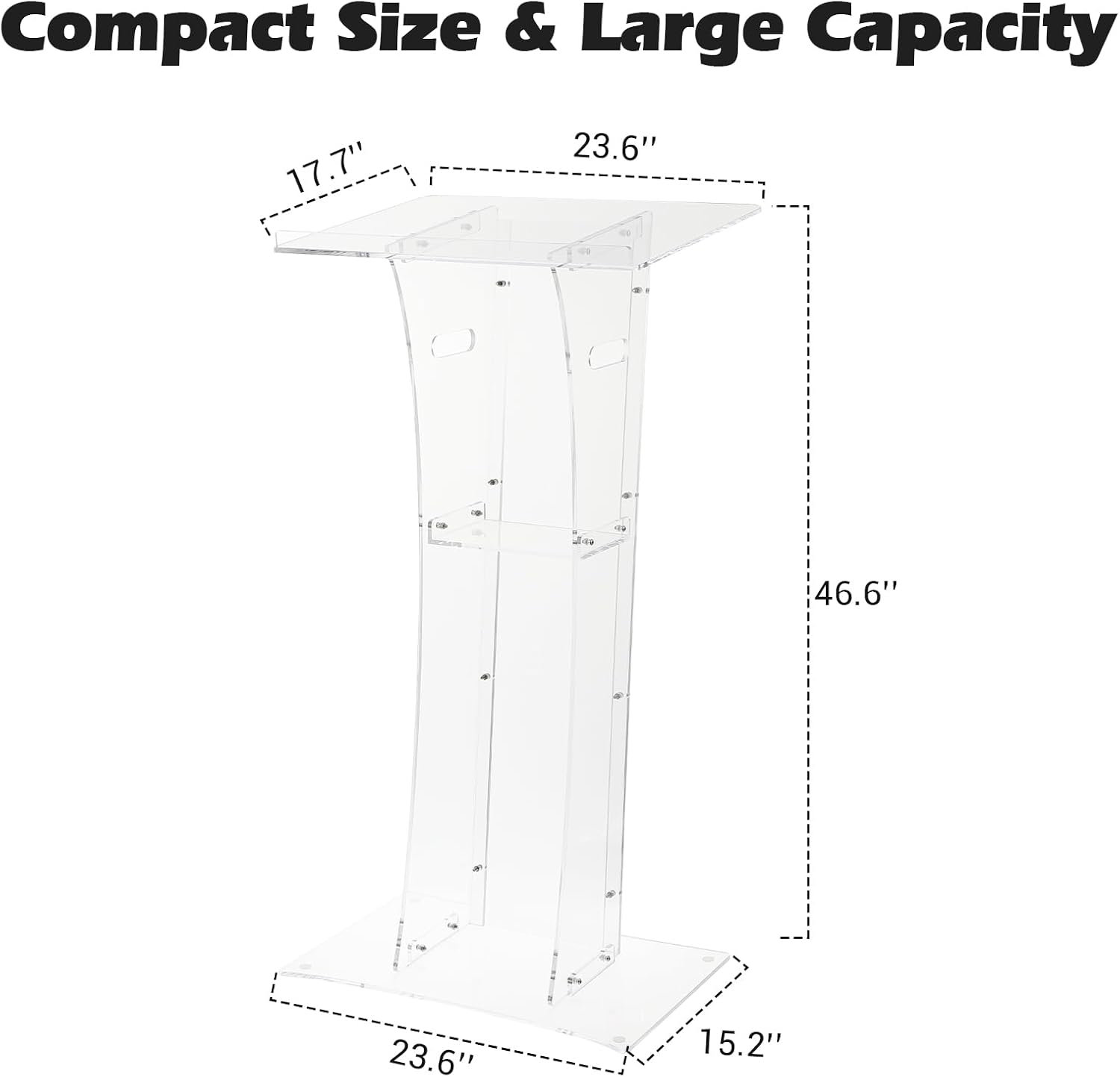 Espiron Optimum 47" Clear Acrylic Podium Stand, Portable Church ...