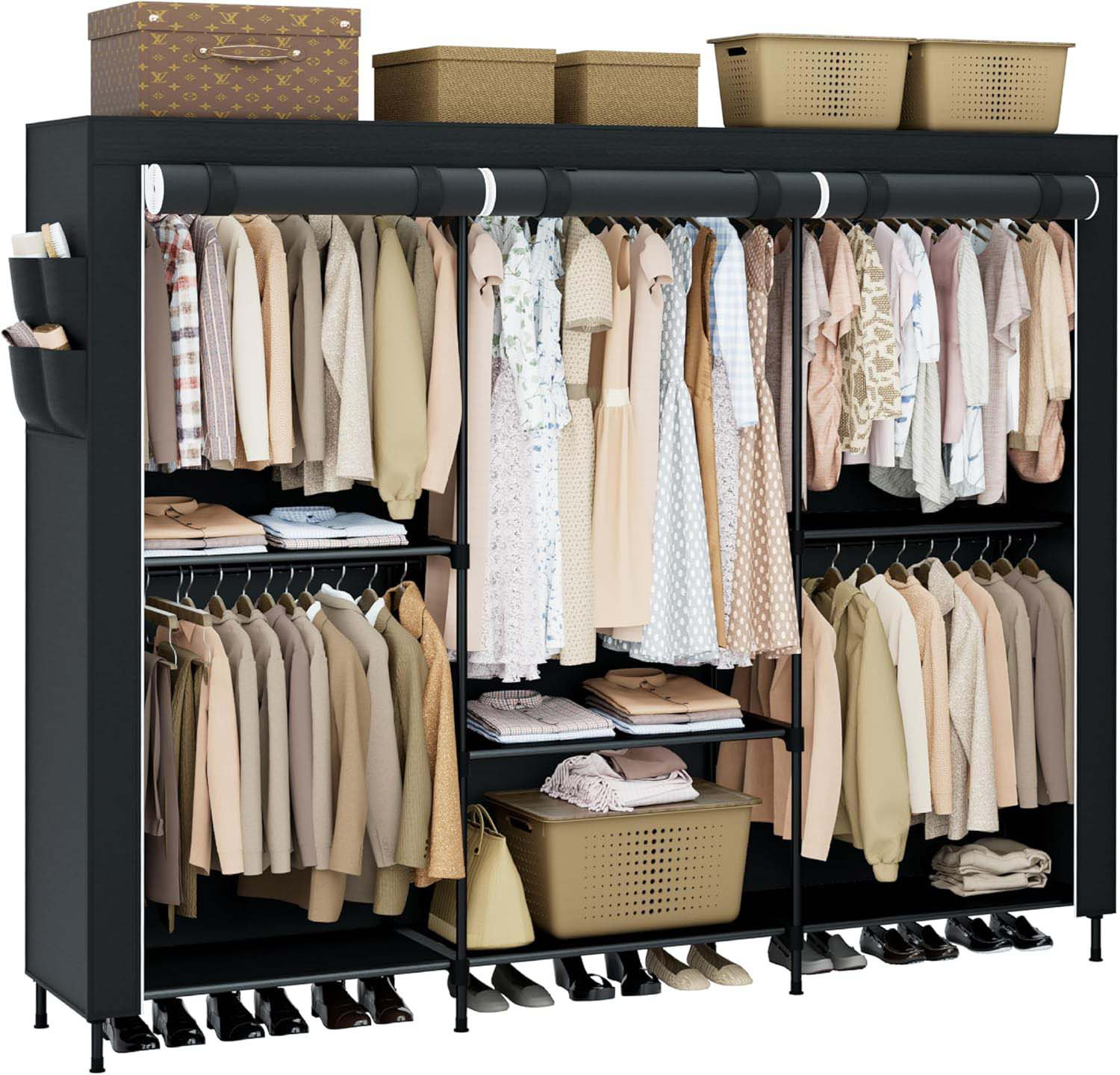 Ebern Designs Portable Closet, 81.5 Inch Extra Large Capacity Wardrobe ...
