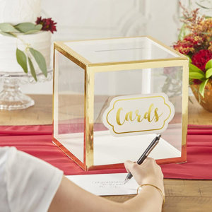 Kate Aspen Gold Frame Collapsible Acrylic Card Box | Wayfair