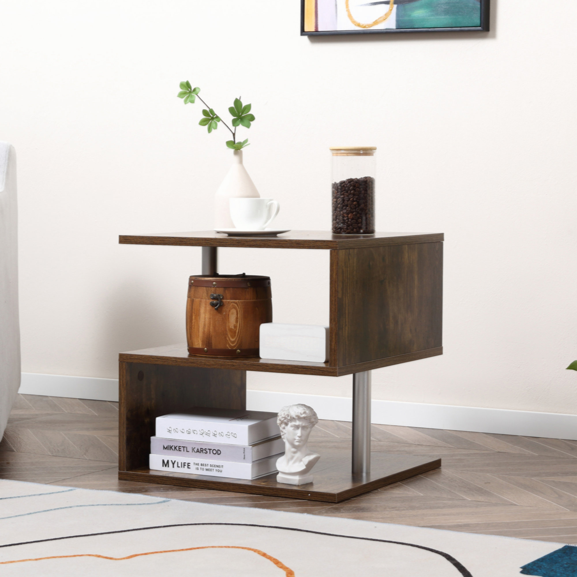 Millwood Pines 20" Modern End Table, Accent Side Table, S-Shaped Coffee ...