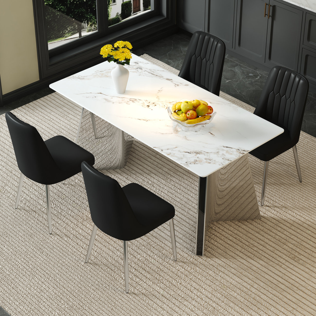 Brayden Studio® Table And Chair Set.63*31.4 Inch Luxurious Cold Jade ...