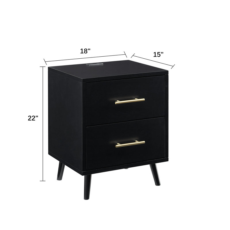 George Oliver Gesa Black Wood Nightstand & Reviews | Wayfair
