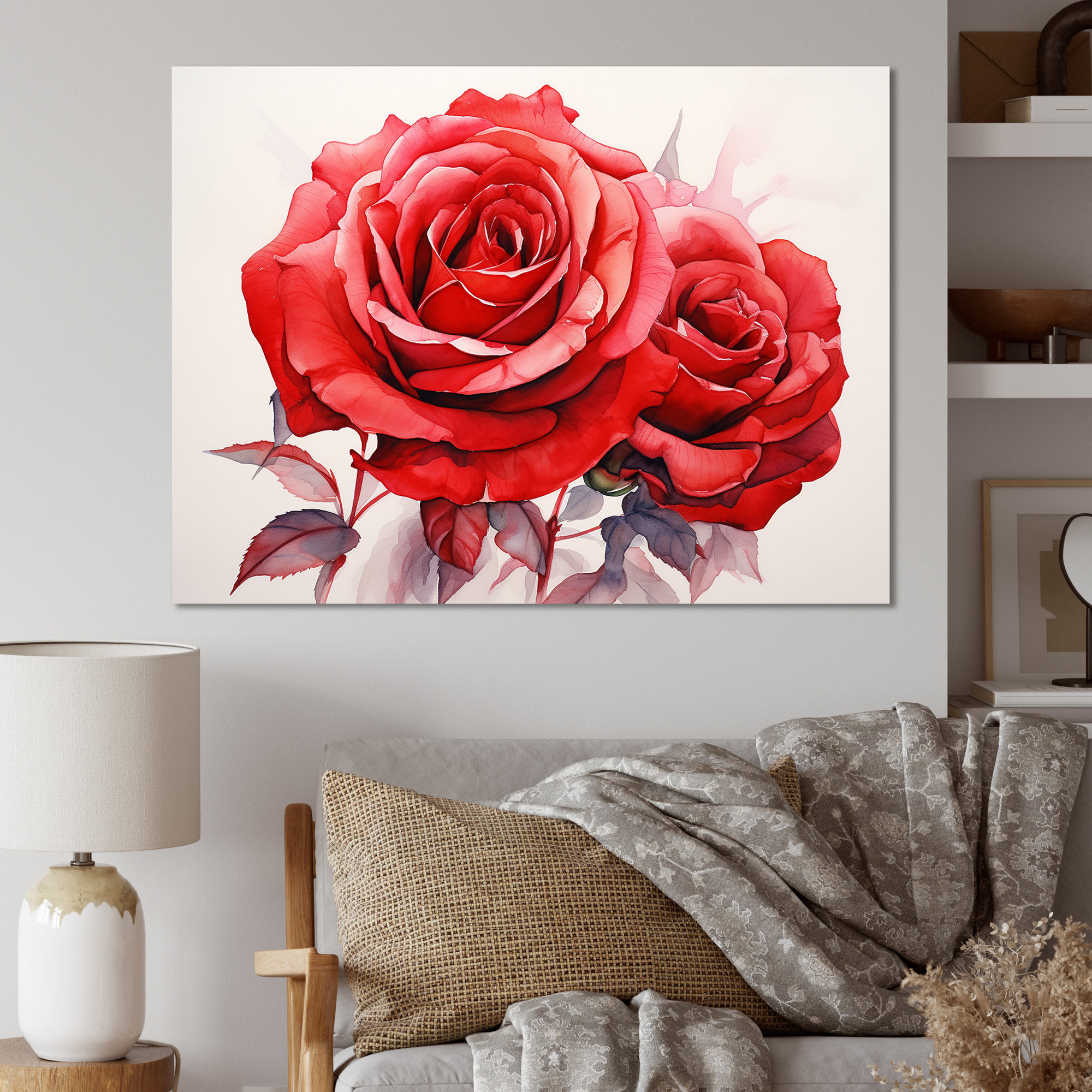 Design Art Red Roses Resonance On Canvas Print | Wayfair