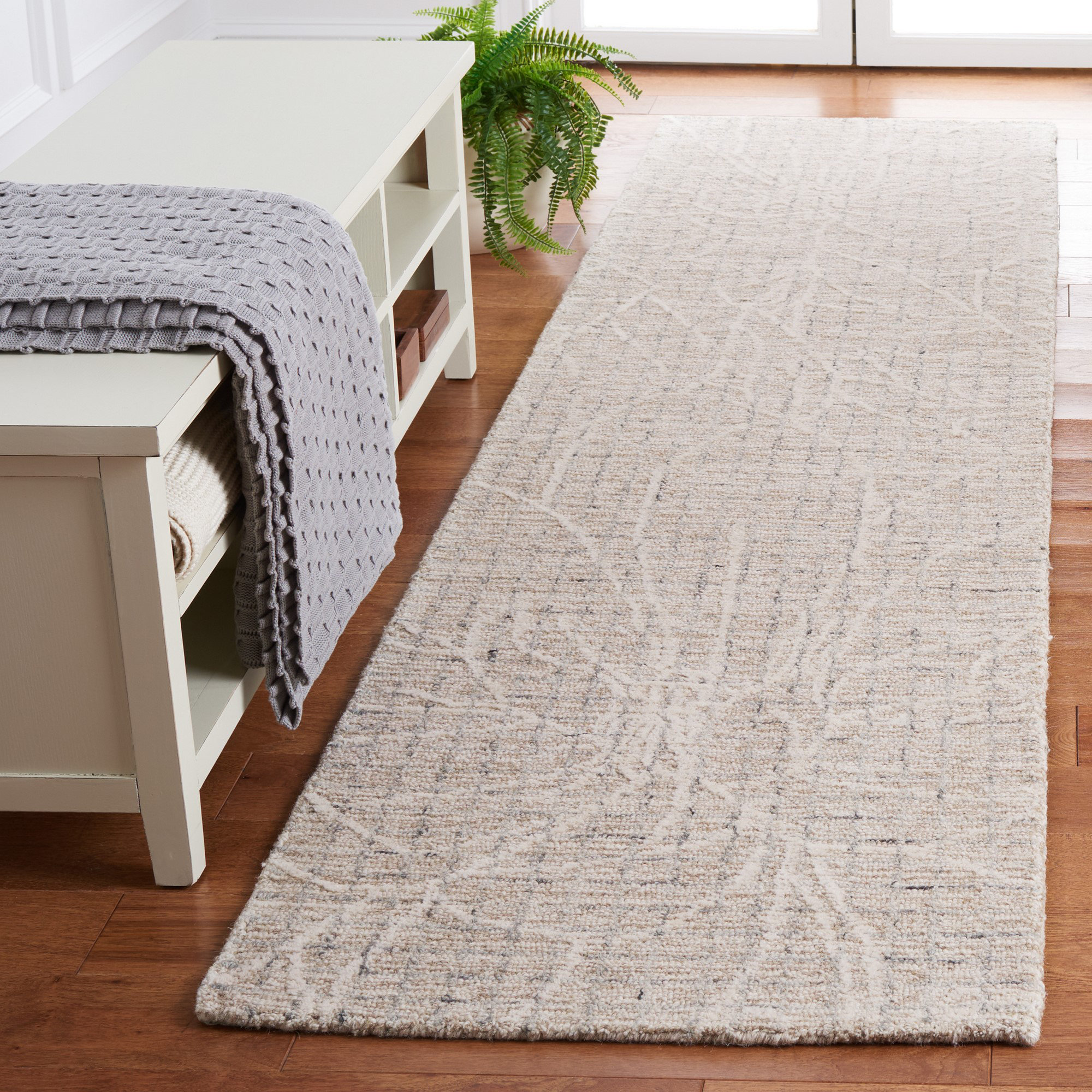 August Grove® Adysun Hand Tufted Wool/Cotton Floral Rug in Beige/Ivory ...
