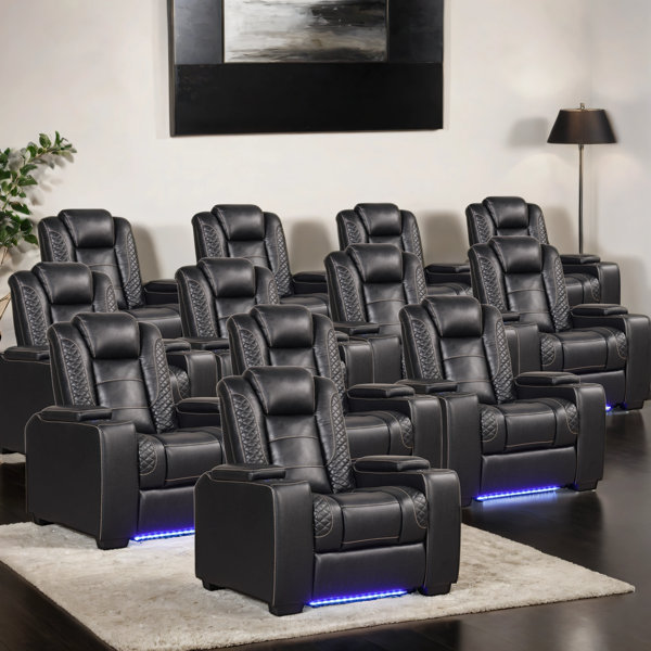 Winston Porter Zaidy 40" Wide Top Leather Dual Motor Power Recliner Man ...