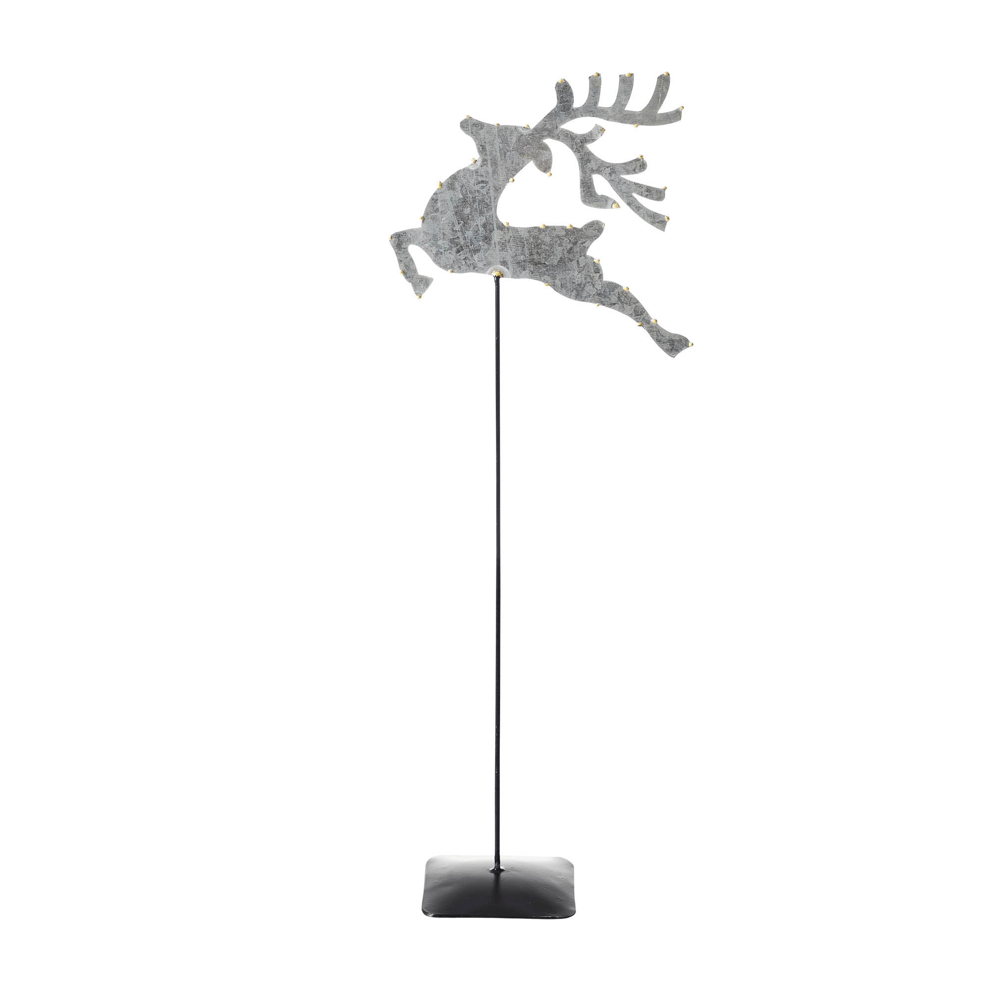 VHC Brands Higher Glory Decorative Galvanized Metal Reindeer With Base ...