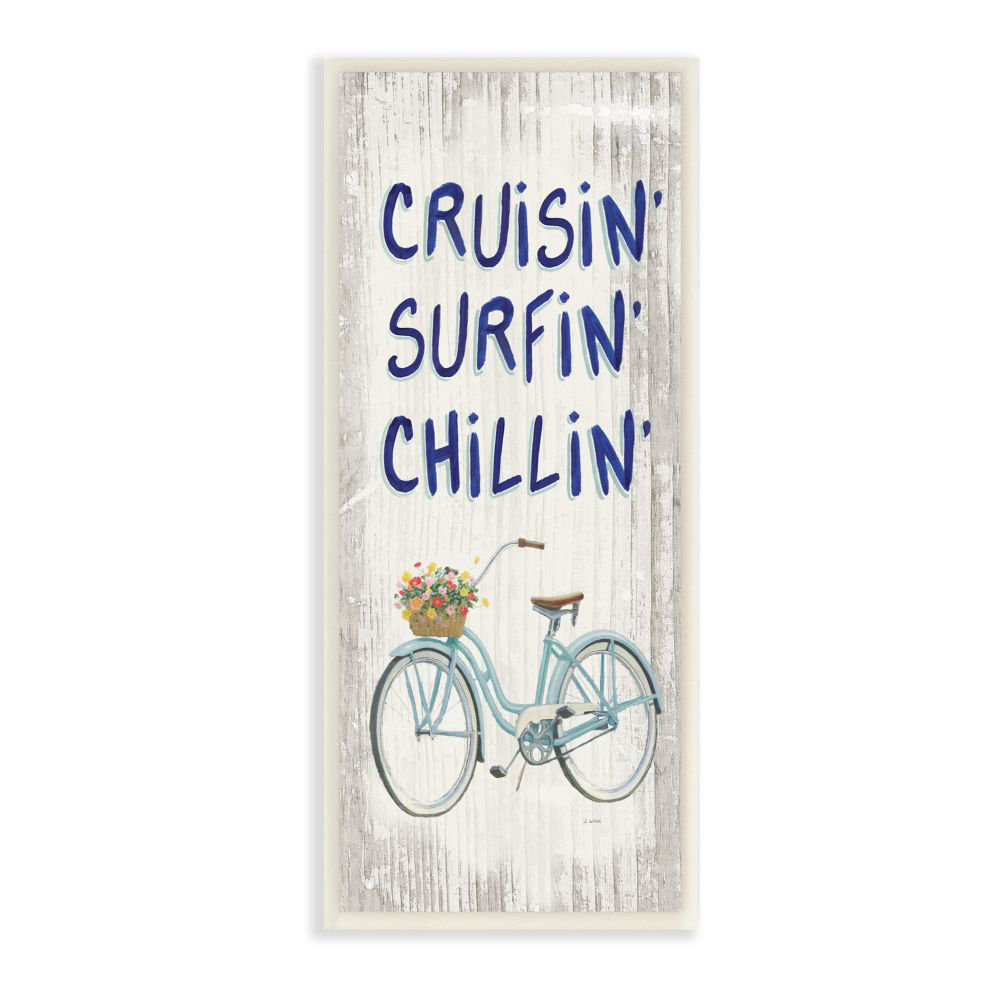 Gracie Oaks Cruisin Surfin Chillin Text Bicycle Basket Vintage Nautical ...