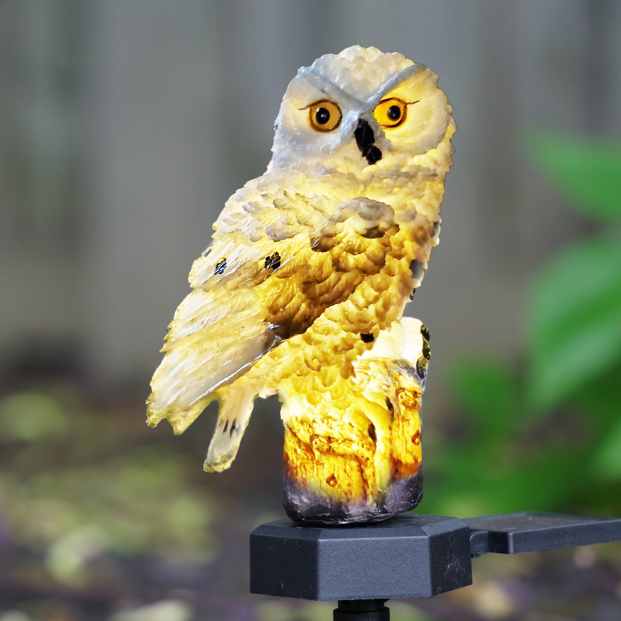 Trinx Pioche Magical White Owl Solar Light Garden Statue With Black ...