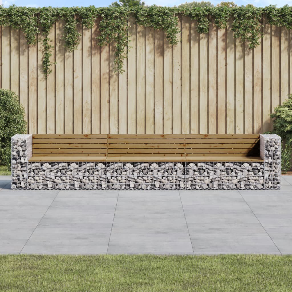 vidaXL Patio Bench Gabion Design Garden Outdoor Seating Loveseat Solid ...