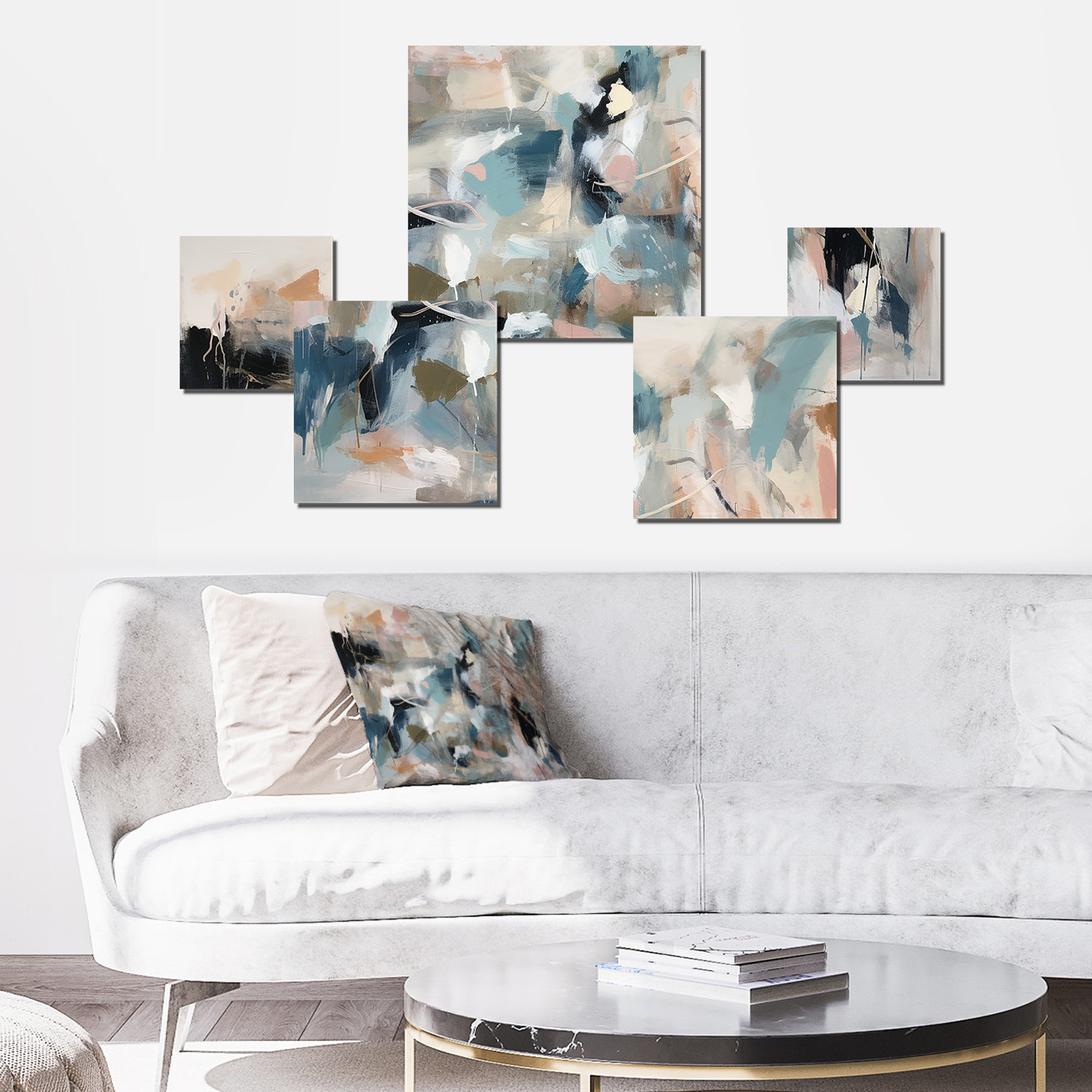 Ivy Bronx Grey And Blue Vivid Waves Fuild III - Abstract Square Wall ...