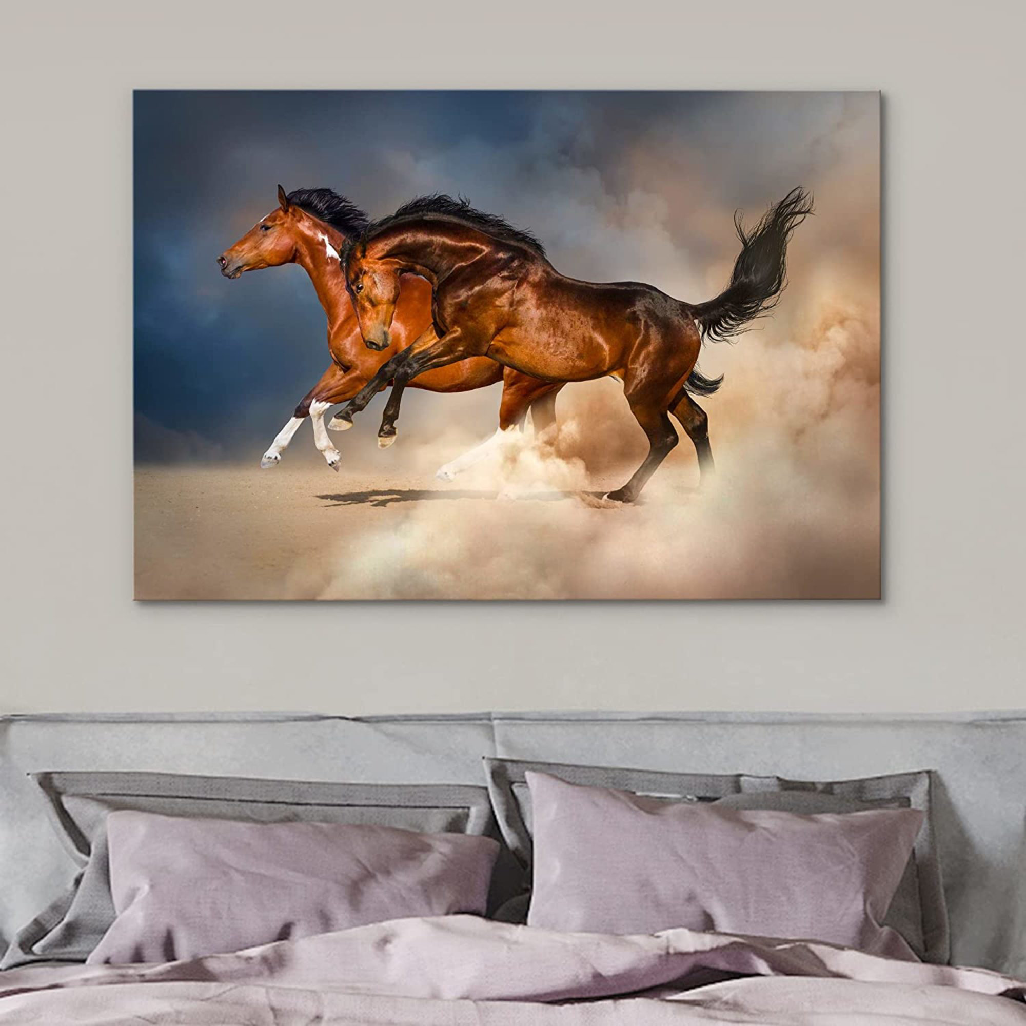 IDEA4WALL Running Horses IDEA4WALL Framed Canvas Print Wall Art ...