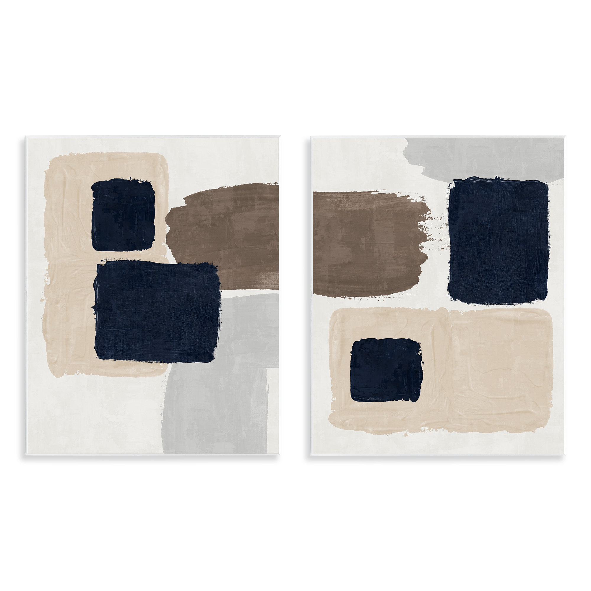 Dakota Fields Navy Brown Blocked 2 PC Wall Plaque Art Set by Nina Blue ...