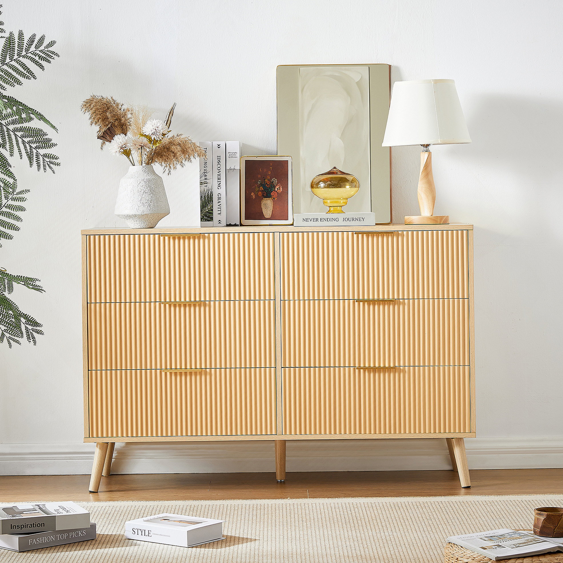 George Oliver Bedroom 6-Double Dresser With Wavy Drawers For Multiple ...
