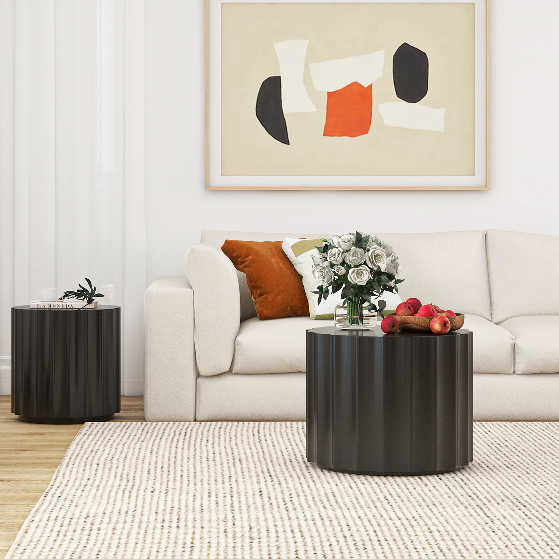 Ivy Bronx Coffee Table Set Of 2, Round Coffee Table ,Nesting Coffet ...