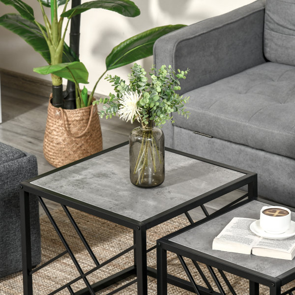 17 Stories Nesting Coffee Tables Set of 3, Square Side Tables Metal ...