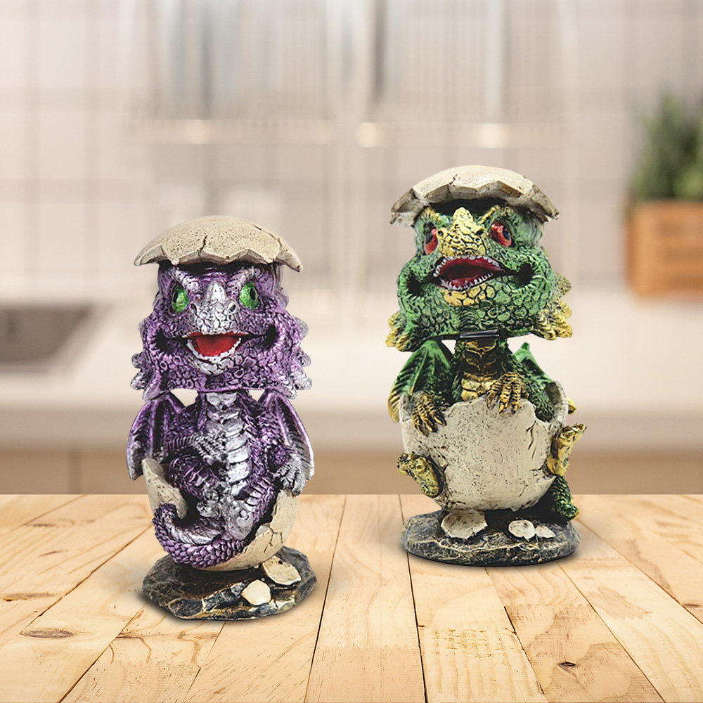 Trinx 2-PC Purple and Green Dragon Baby in Egg 4"H Figurine Unique ...