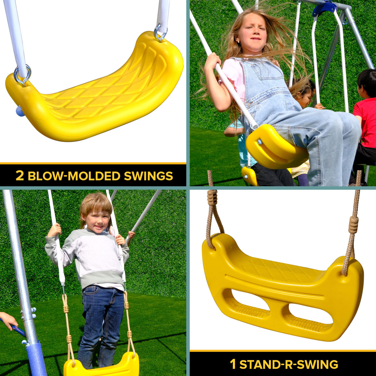 Sportspower Swing And Play Galvanized Metal Swing Set With 2 Swings ...
