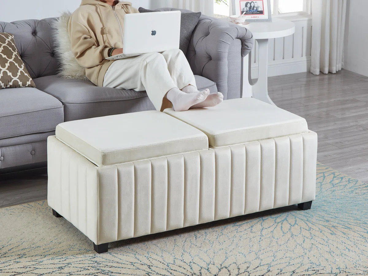 Lipoton Upholstered Coffee Table Living Room Table Modern Coffee Table ...