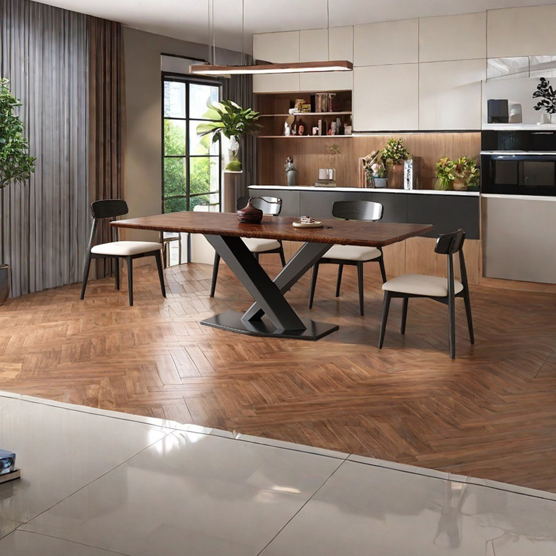 Beicang Home Black Walnut Log Dining Table | Wayfair