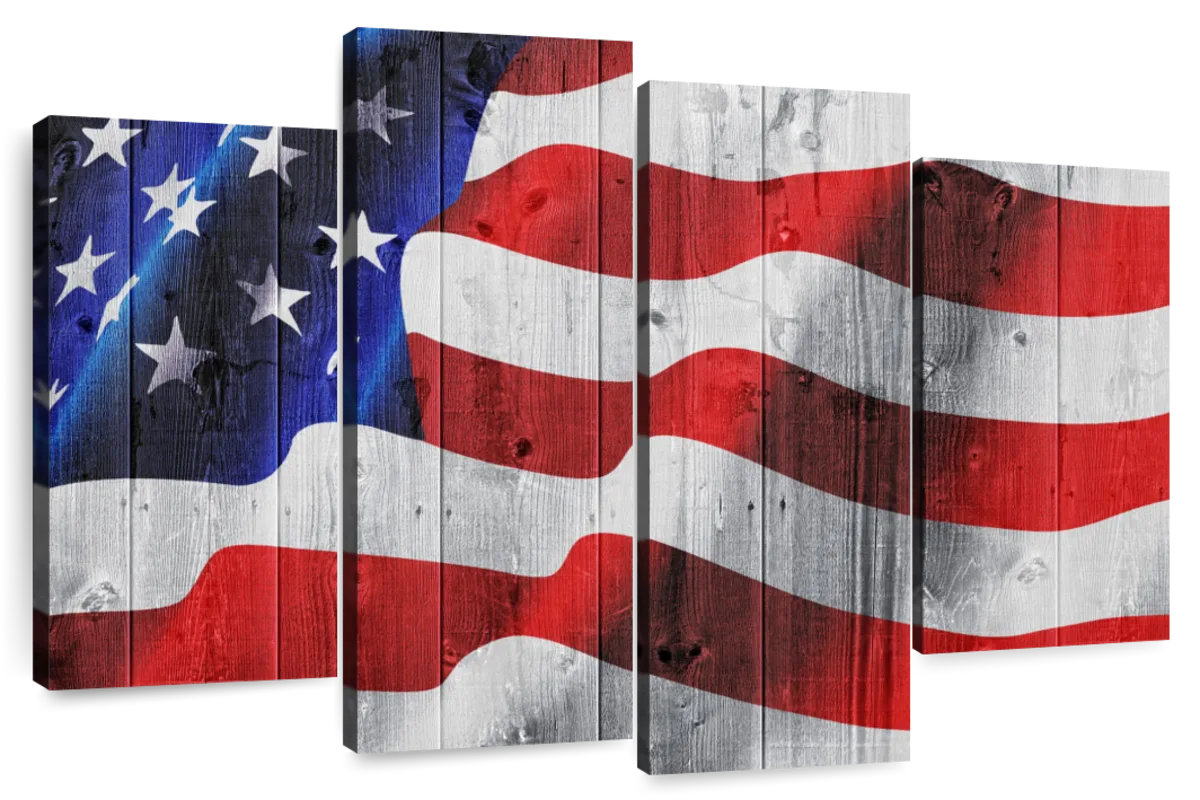 Ebern Designs Borges Wavy American Flag | Wayfair