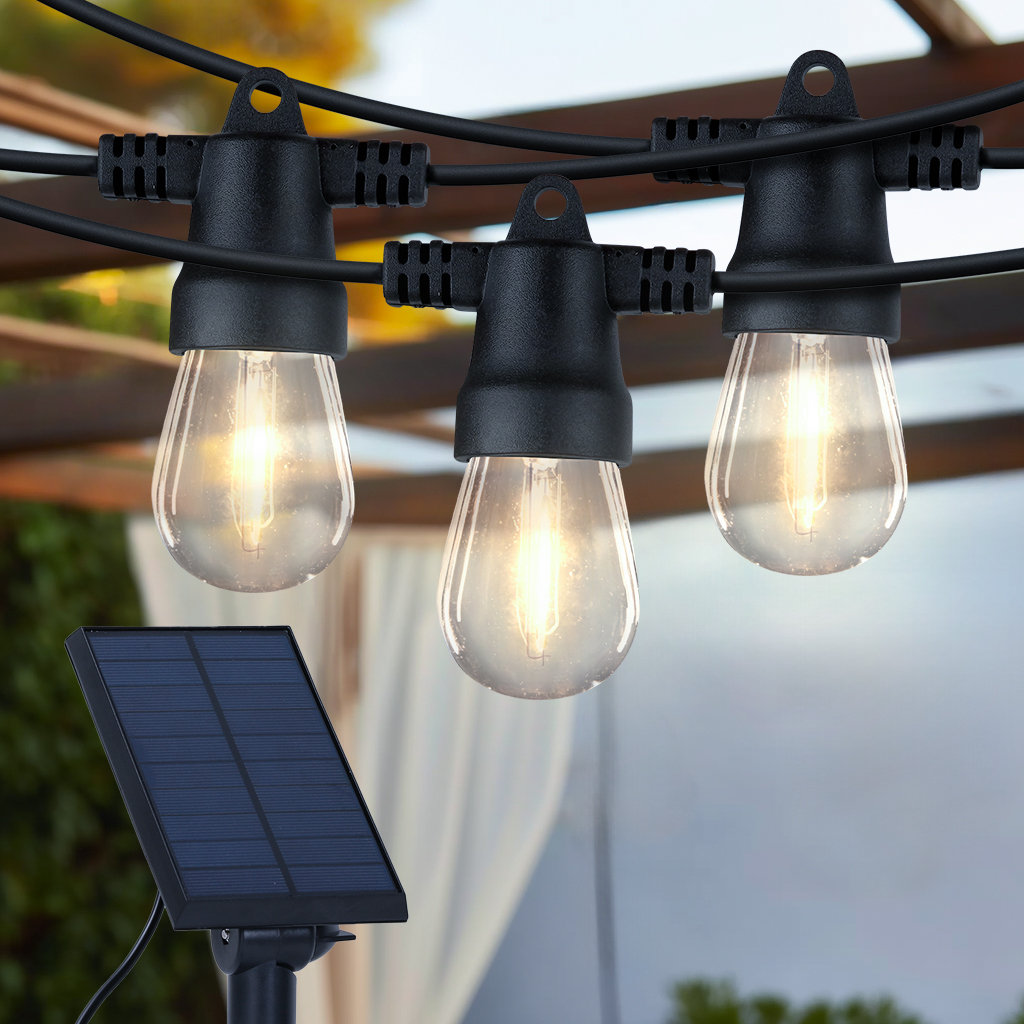 17 Stories Felty 27" Outdoor Solar Powered 12 - Bulb Standard String ...