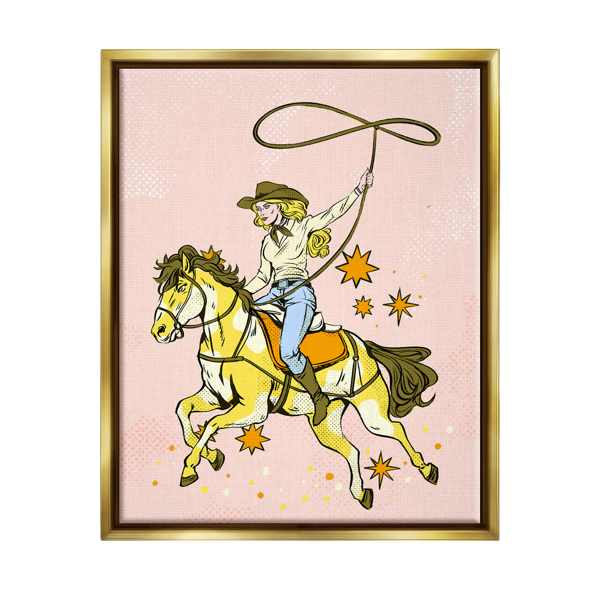 Union Rustic Cowgirl with Lasso Framed Floater Canvas Wall Art by Ziwei ...