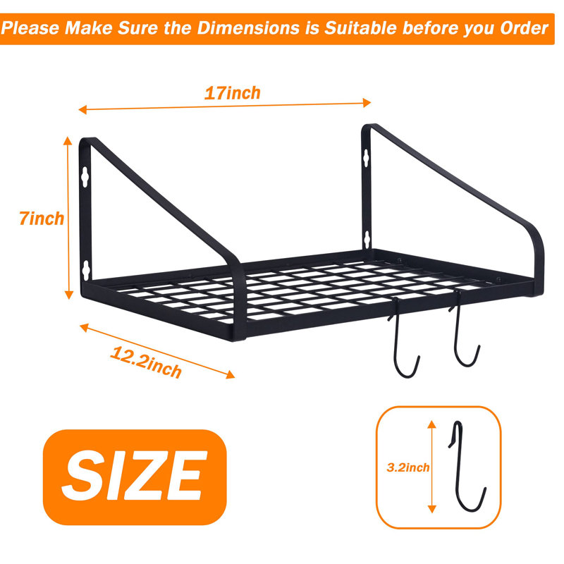 Prep & Savour Metal Rectangle Wall Mounted Pot Rack | Wayfair
