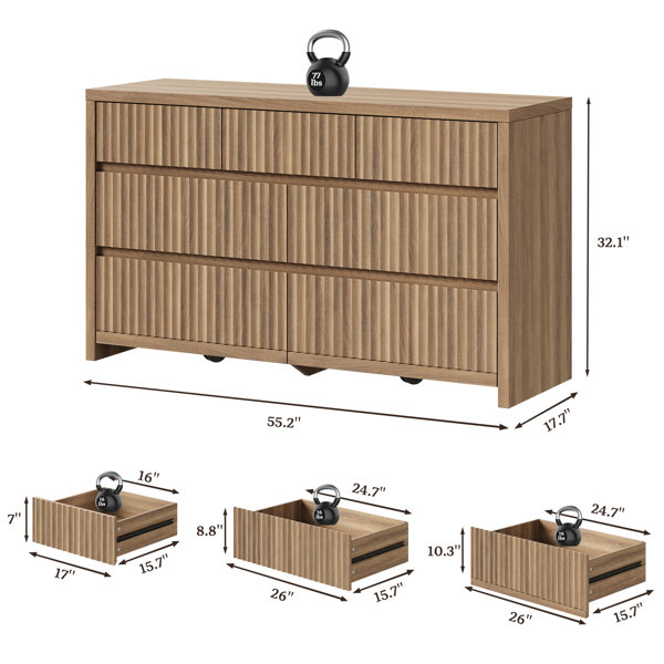 Bay Isle Home™ Allete 55.2"W Modern Fluted Panel 7-Drawer Dresser | Wayfair