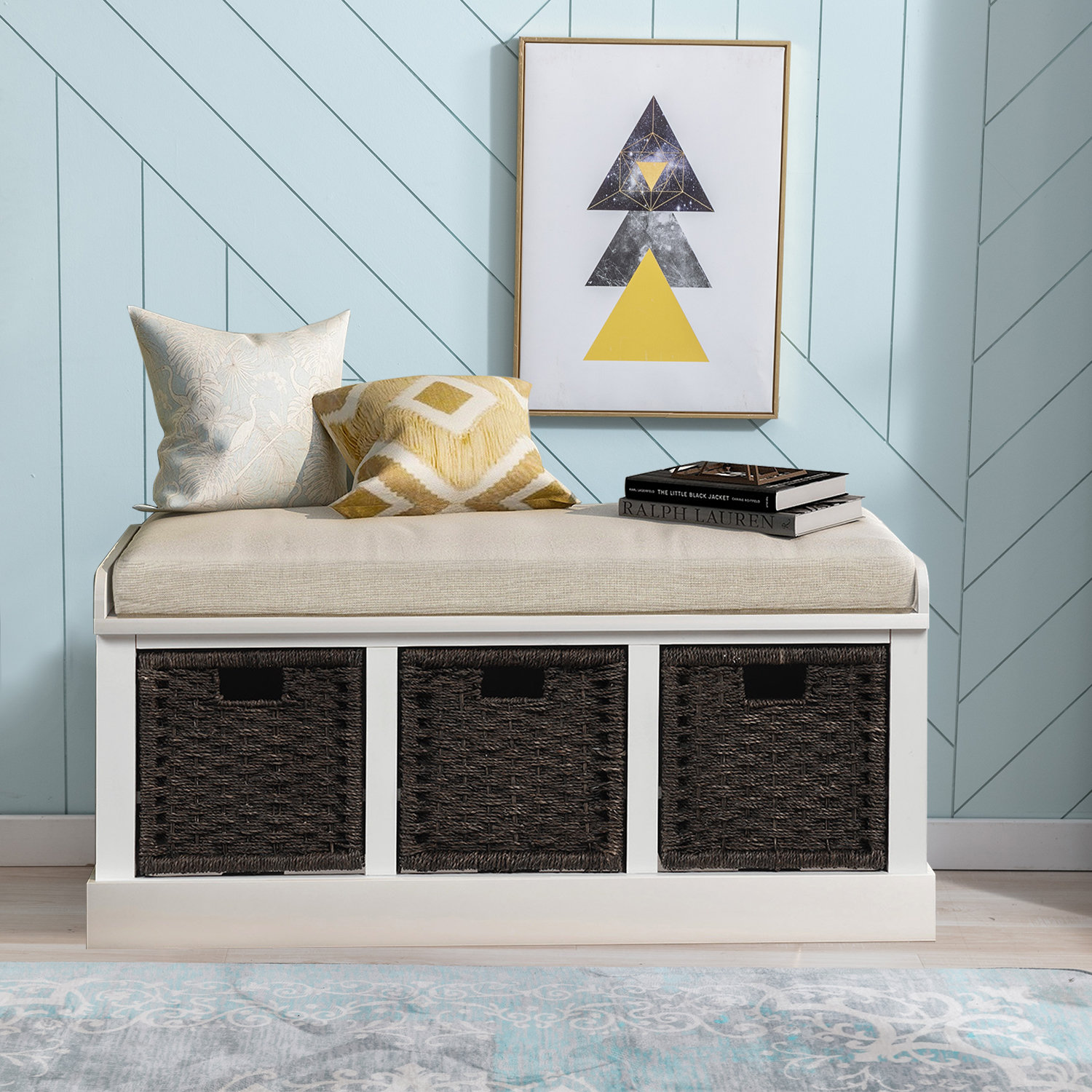 Wildon Home® Solid Wood Frame Storage Bench With Removable Linen Blend ...