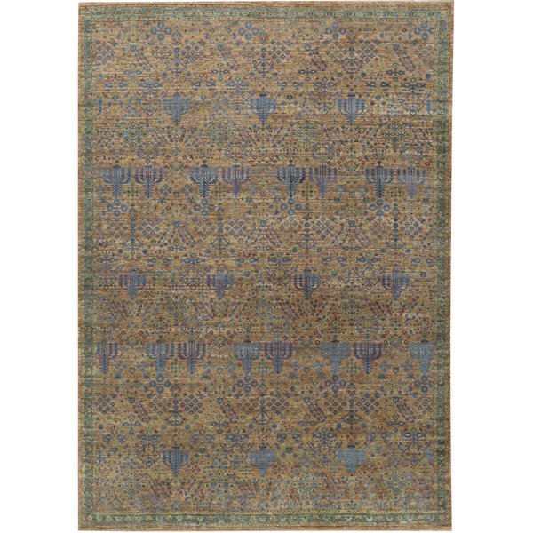 Bokara Rug Co., Inc. Brown/Blue/Green Handmade Hand-Knotted Rectangle ...