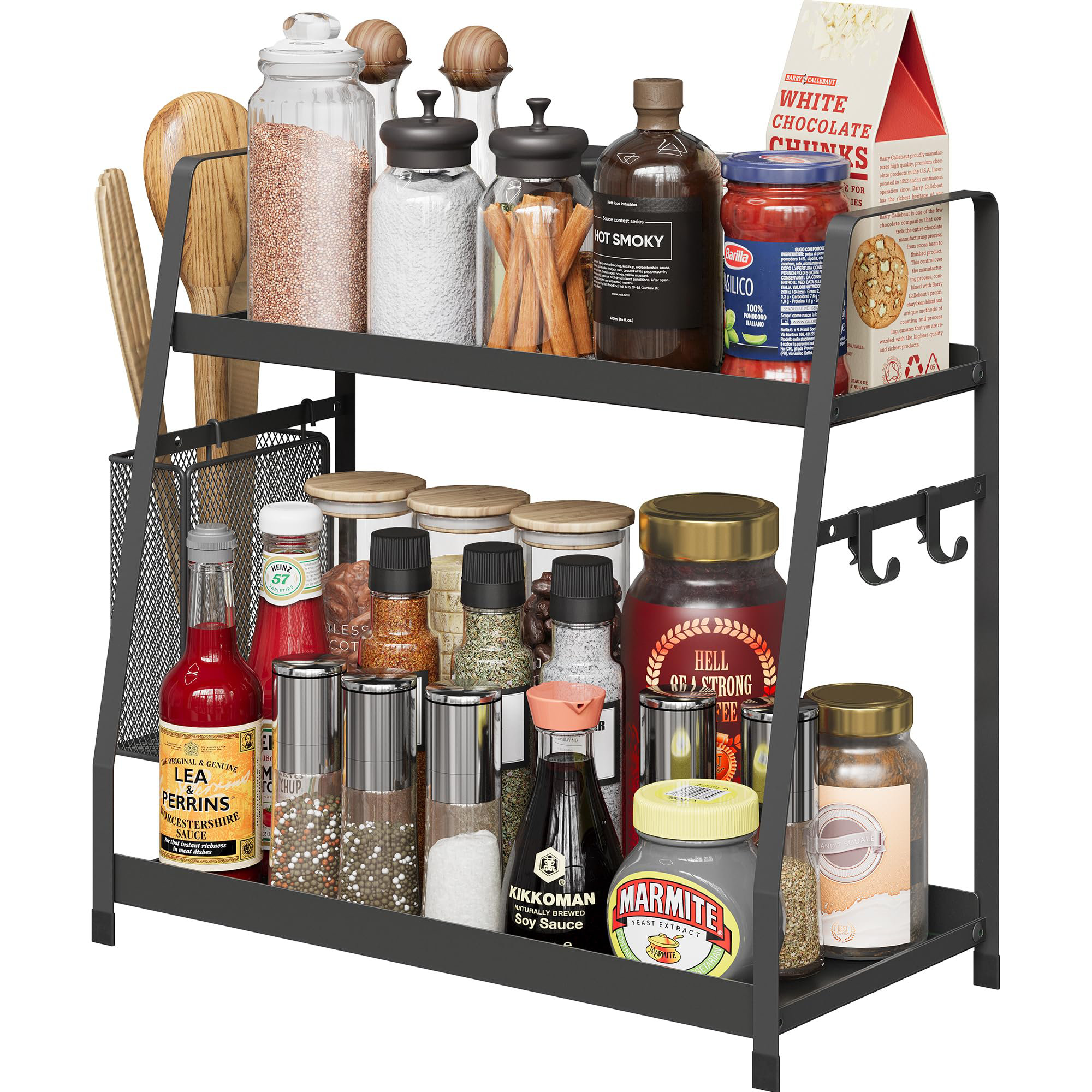 Prep & Savour Spice Rack For Countertop, Metal Standing Kitchen Storage ...